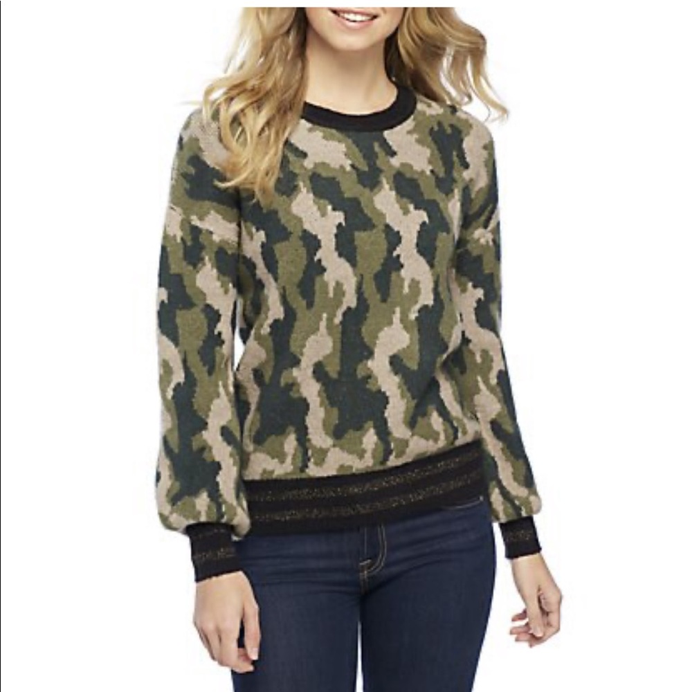 New True Craft Camo Sweater Metallic Stripes - Gem